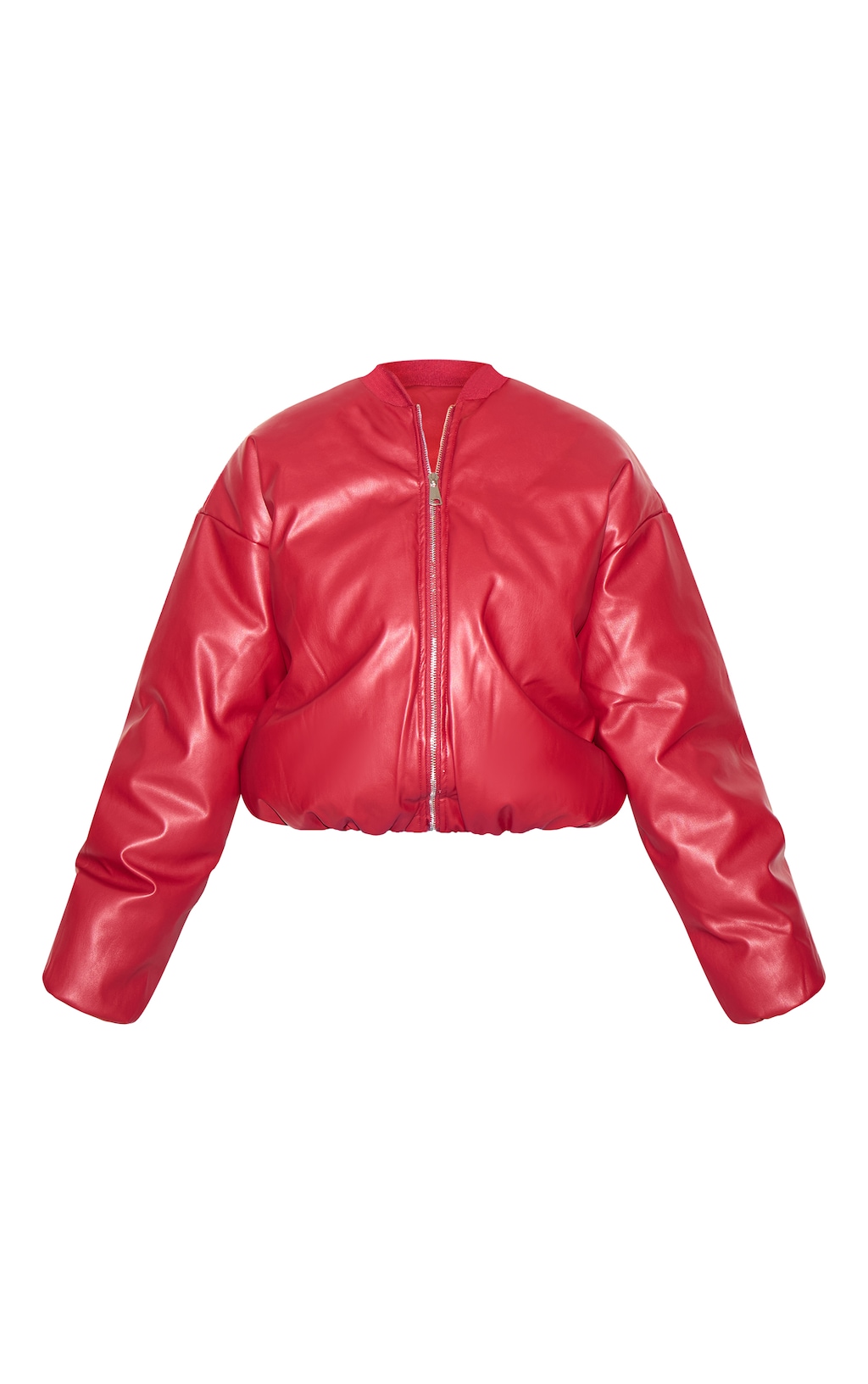 Cherry Red Faux Leather Oversized Bomber Jacket | Outerwear ...