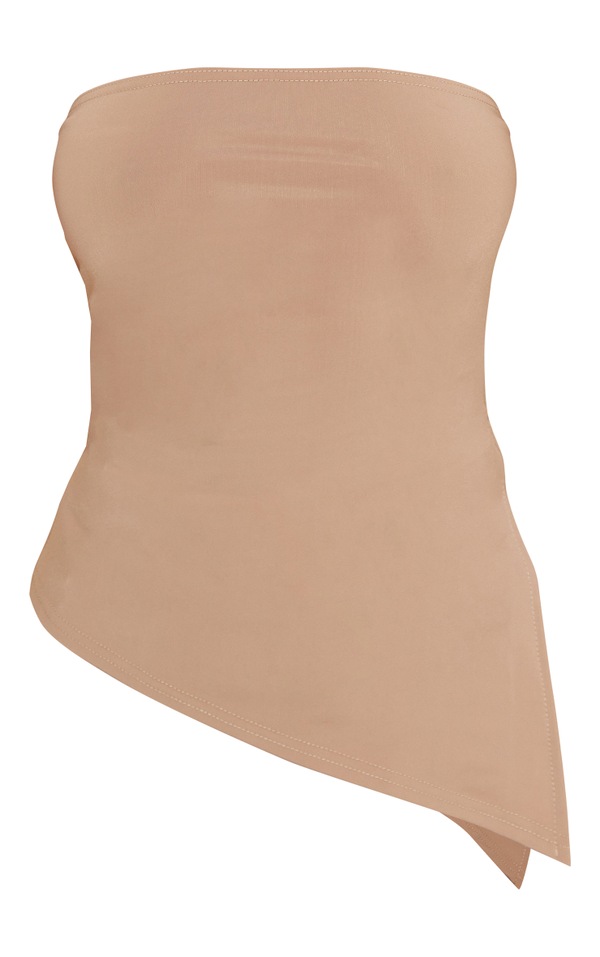Mocha Contour Bandeau Asymmetric Longline Top | Tops | PLT