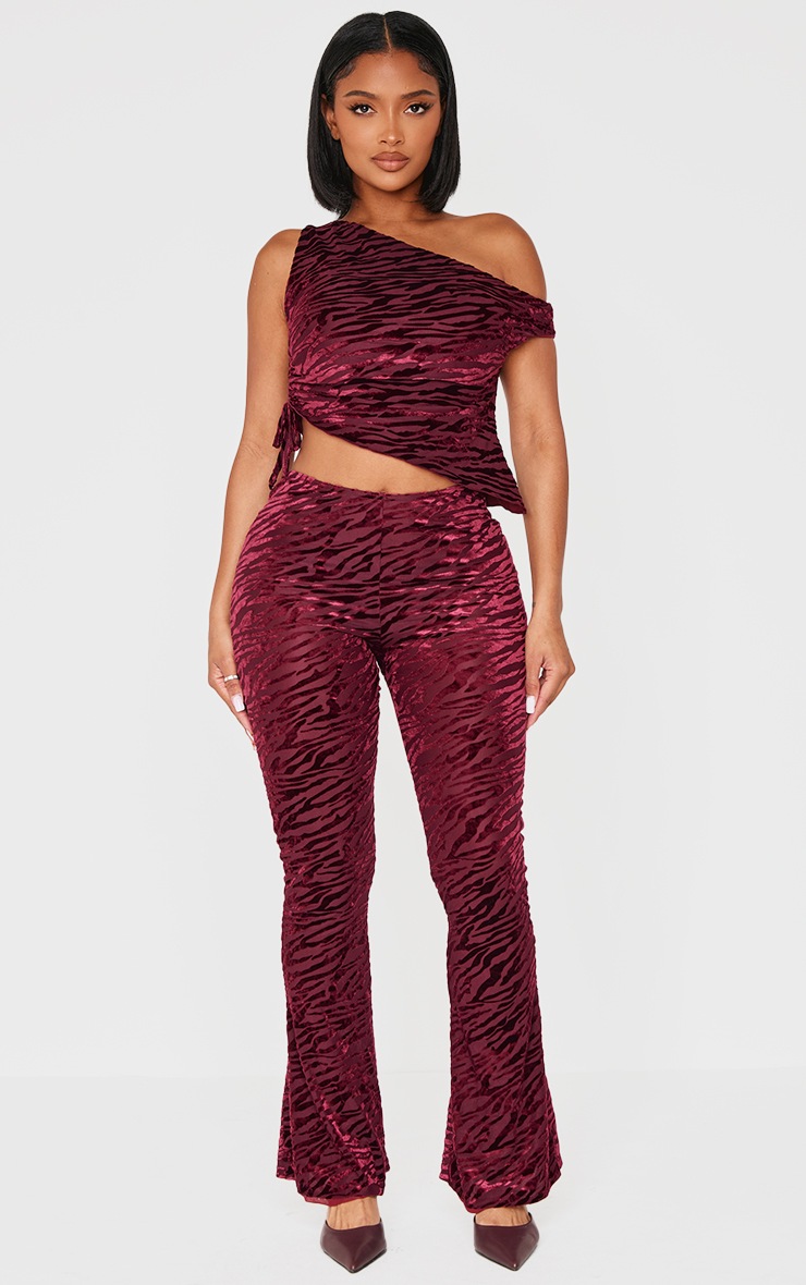Shape Burgundy Zebra Devore Asymmetric Top | Shape | PLT