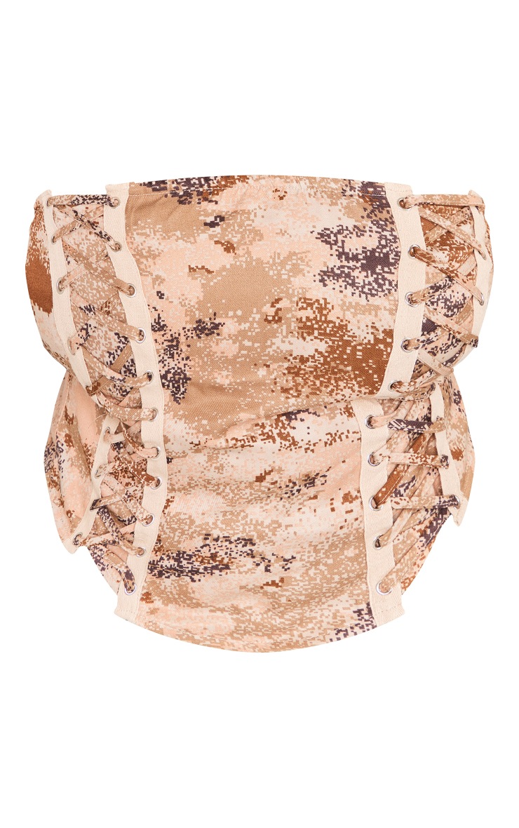 Plus Stone Printed Lace Up Side Bandeau Crop Top | Plus Size ...