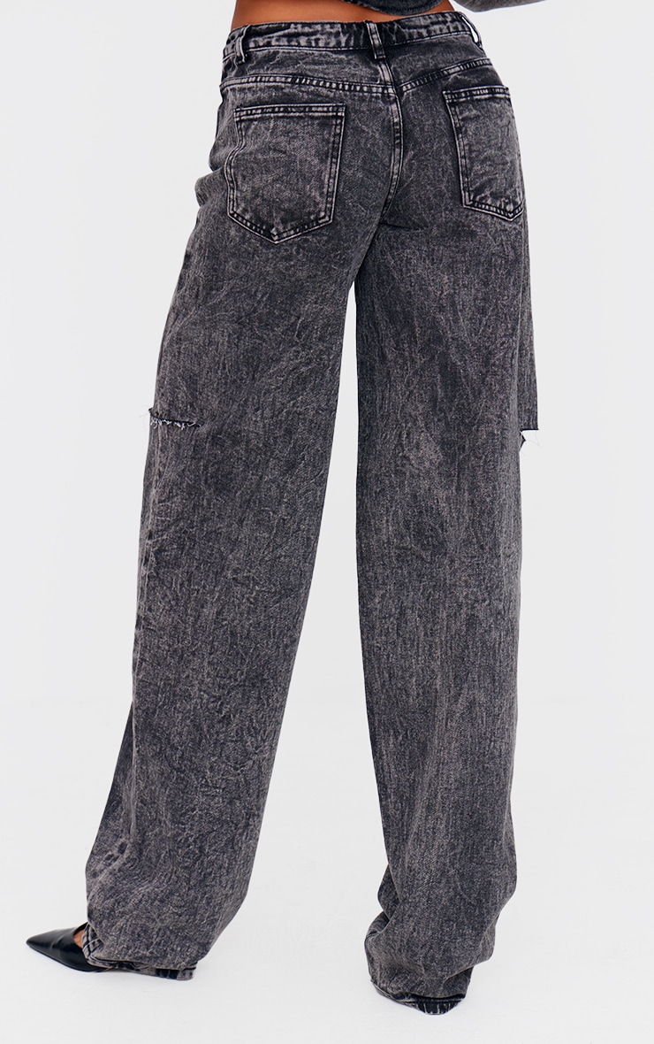 Tall Washed Grey Straight Leg Ripped Side Jeans | Tall | PrettyLittleThing