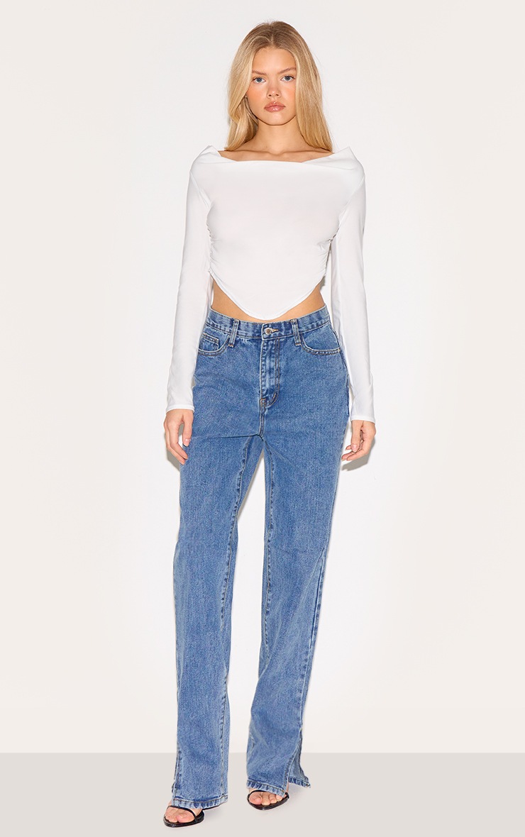 White Soft Touch Jersey Cowl Neck Dip Hem Top | Tops ...