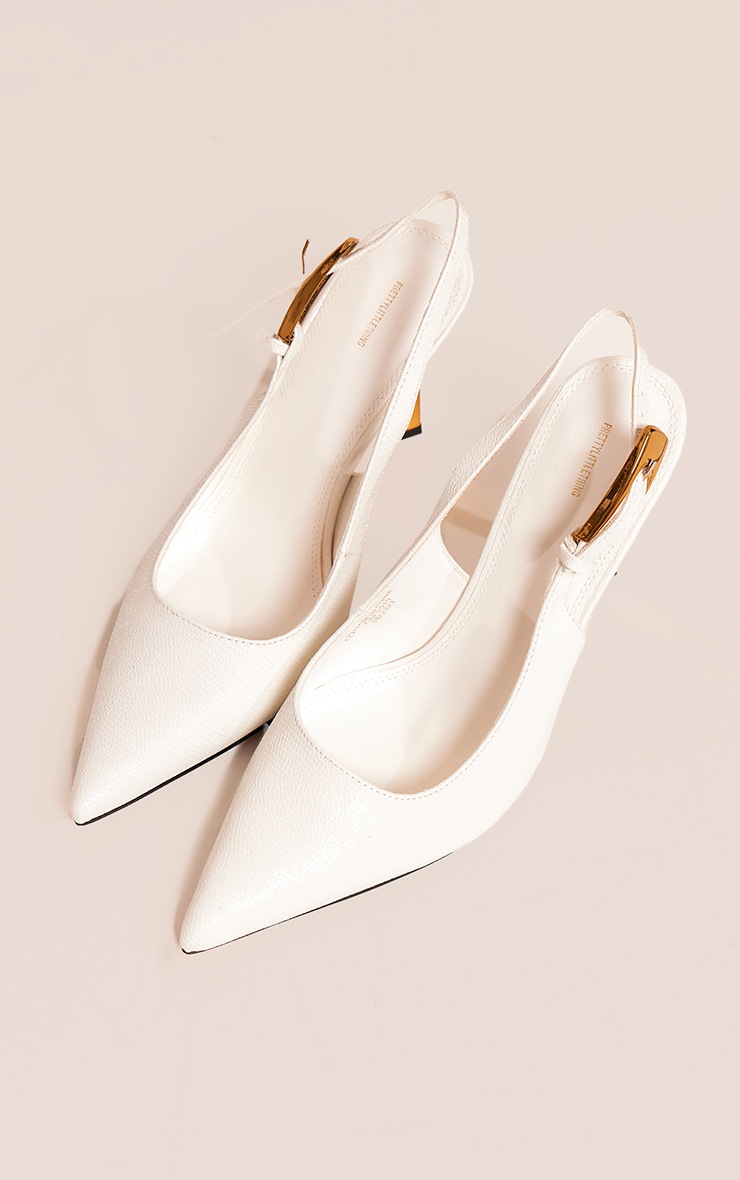 White Croc Sling Back High Heeled Court Shoes | Footwear ...