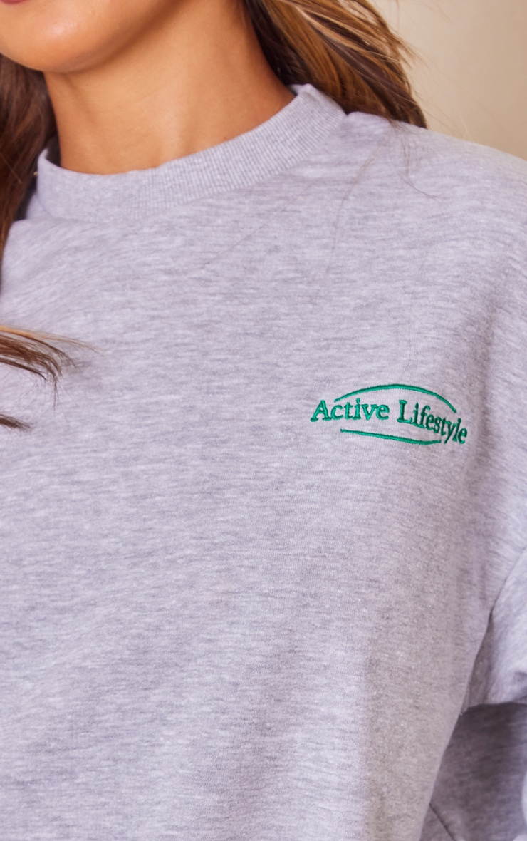 Grey Active Lifestyle Lightweight Boxy Sweatshirt | PrettyLittleThing USA