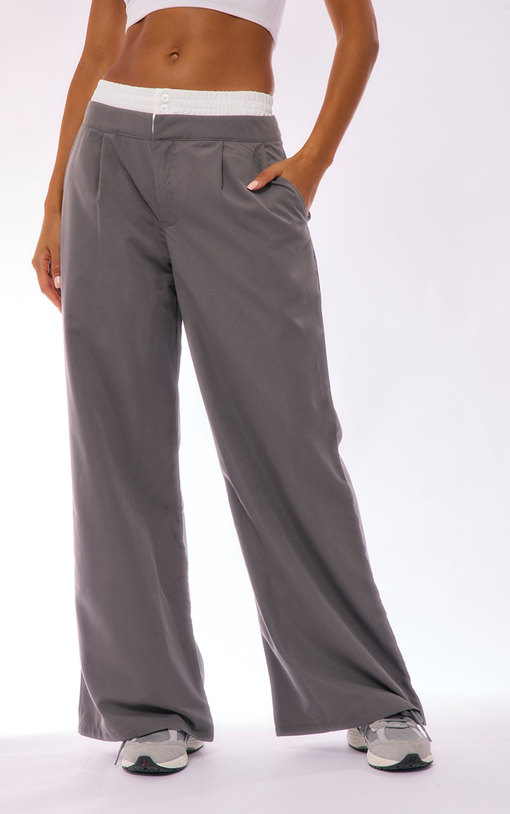 Charcoal Double Waistband Peached Tailored Pants | Bottoms | PLT AUS