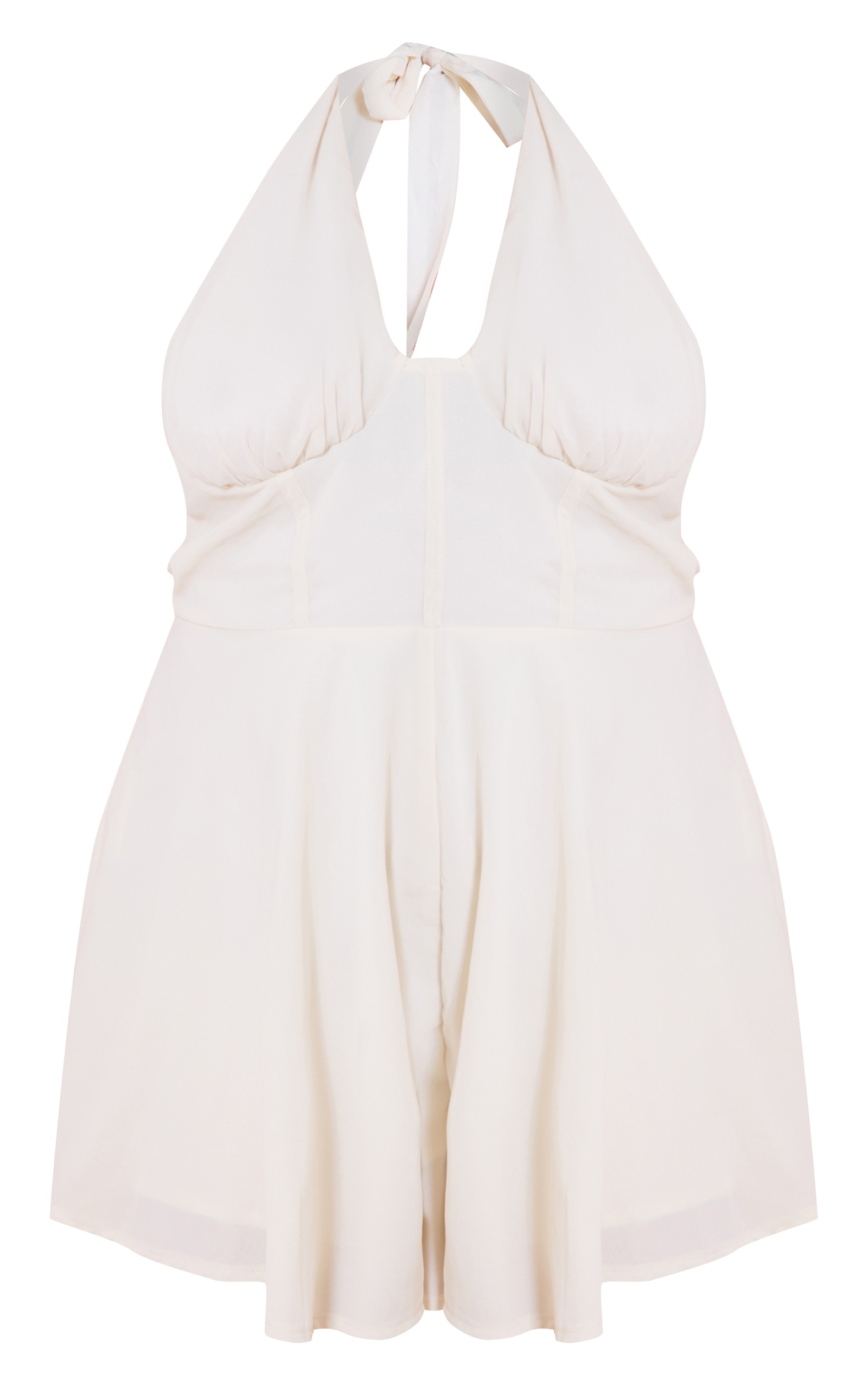 Plus Cream Chiffon Halterneck Corset Skort Romper | Plus Size ...