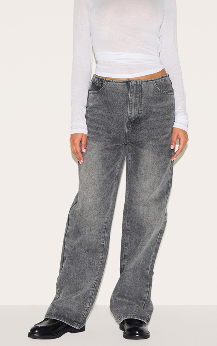 Petite Grey Denim Mid Rise Invisible Waistband Jeans | Petite ...