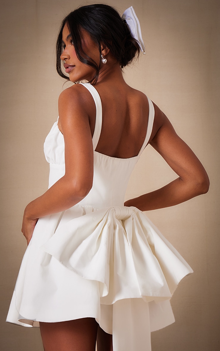 Premium White Woven Bow Detail Mini Dress | Dresses | PrettyLittleThing USA