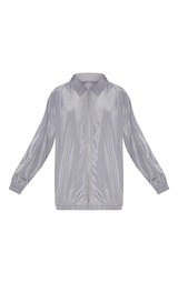 Grey Oversized Shell Suit Jacket | PLT USA