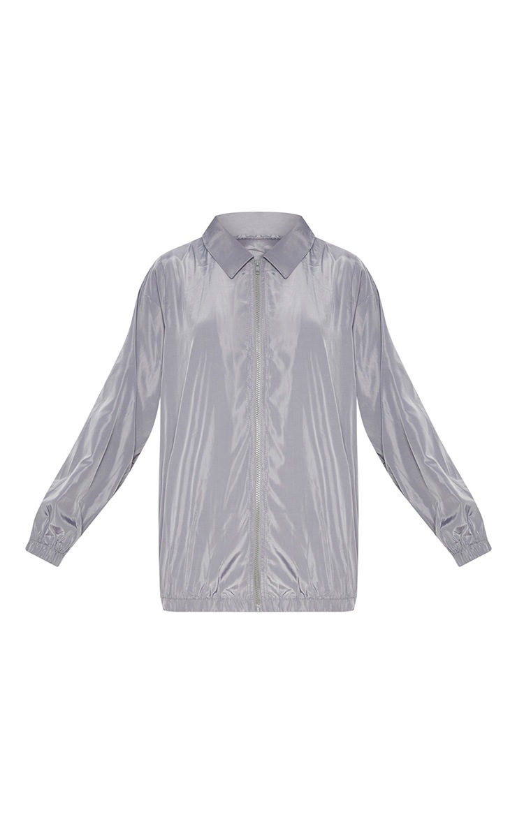 Grey Oversized Shell Suit Jacket | PLT USA