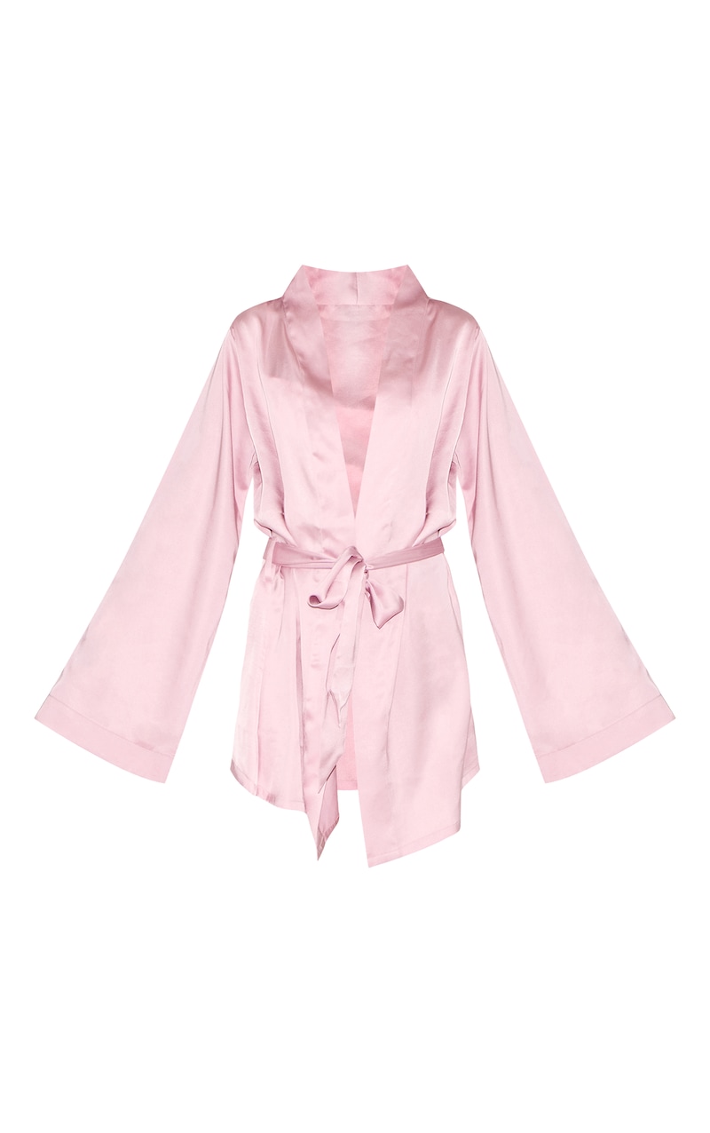 Dusty Pink Bridesmaid Satin Embroidered Robe | Lingerie & Nightwear | PLT