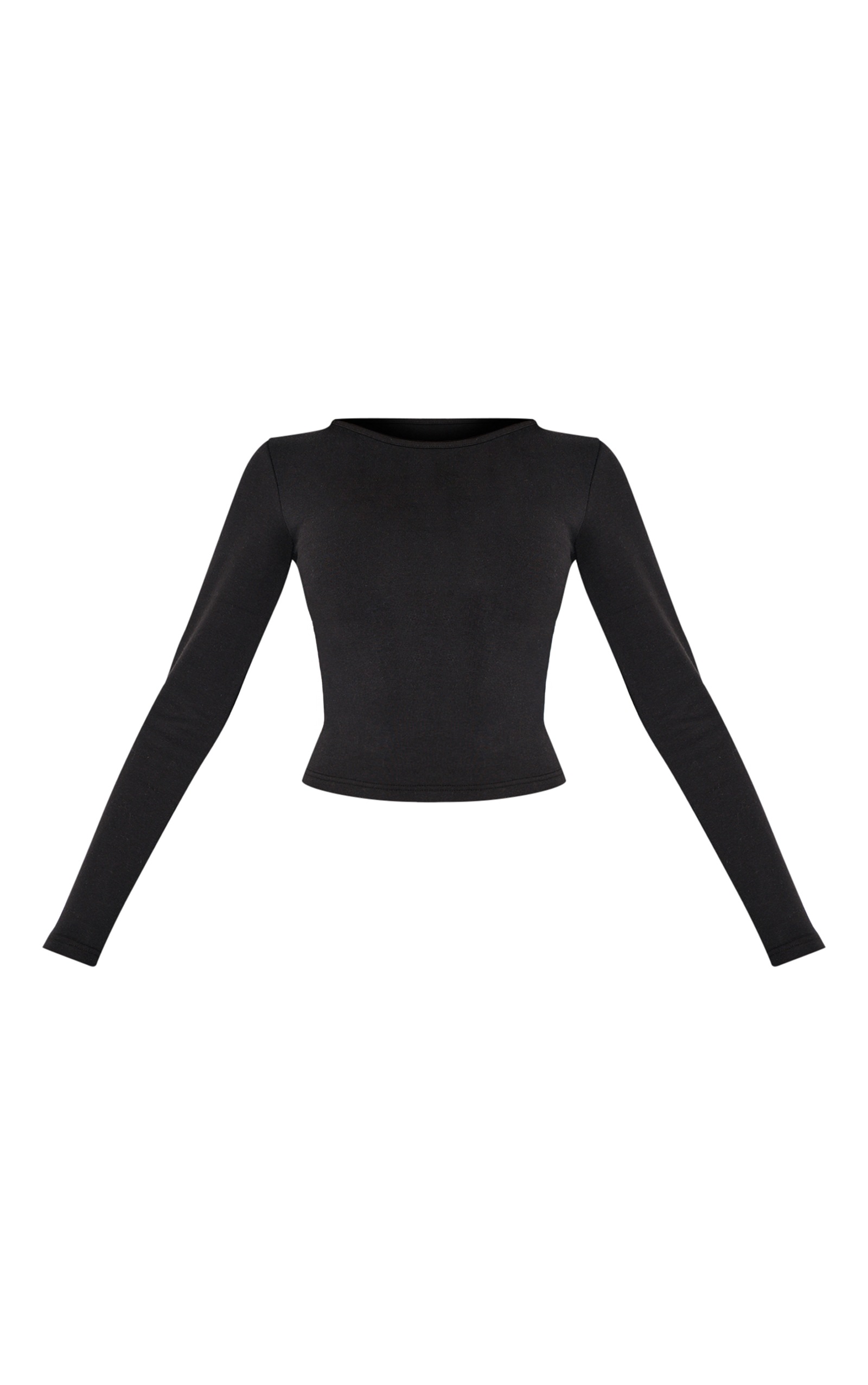 Black Interlock Long Sleeve Top | Sweat | PrettyLittleThing