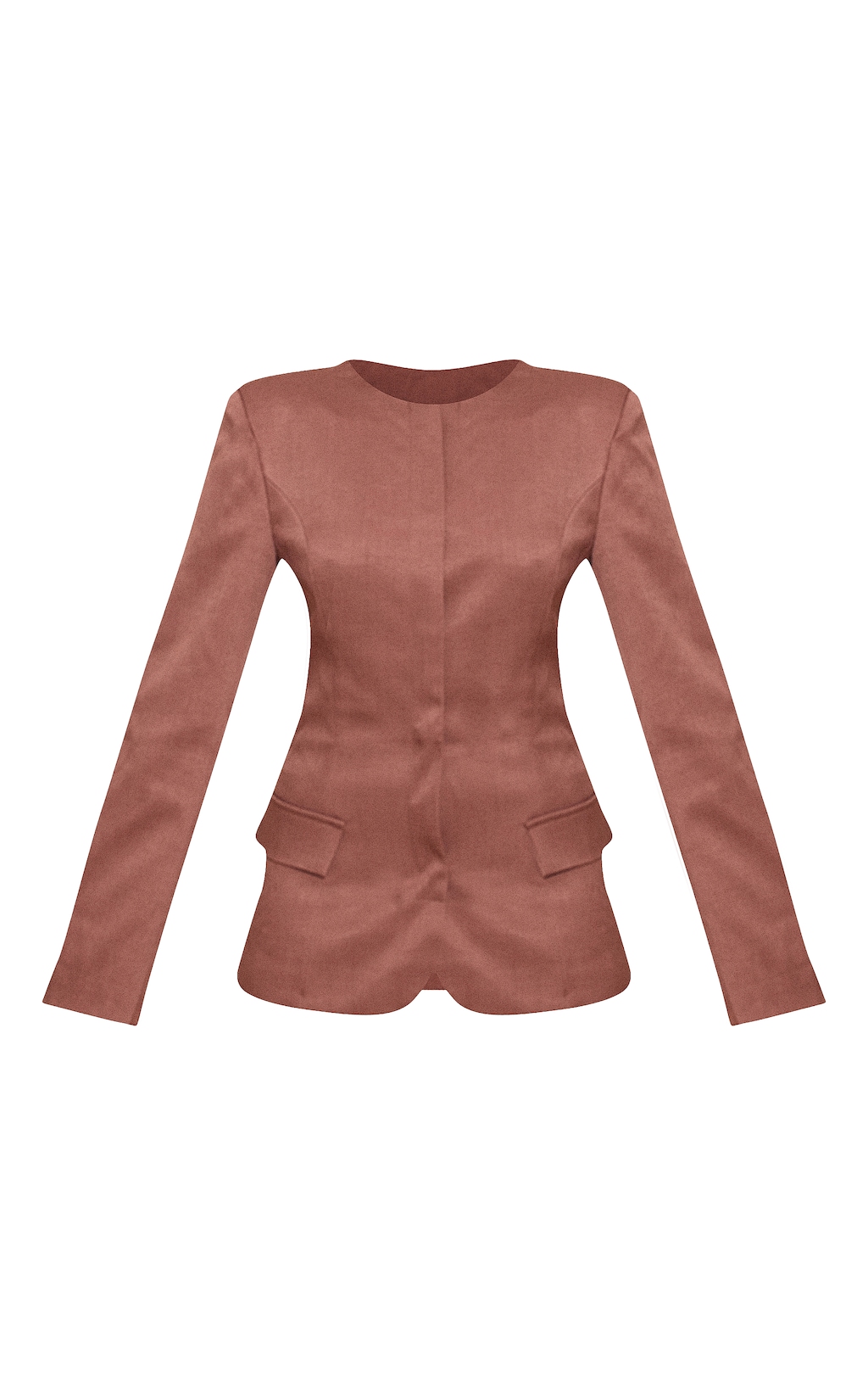 Brown Collarless Cinched Waist Boxy Blazer | Outerwear ...