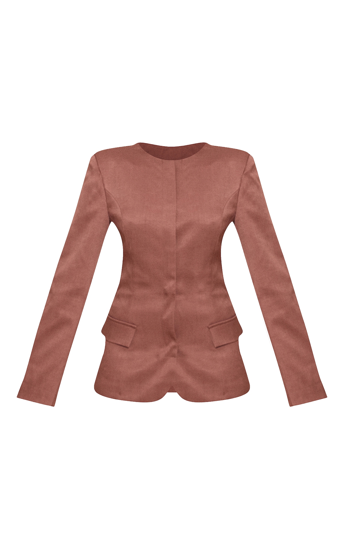 Brown Collarless Cinched Waist Boxy Blazer | Outerwear ...