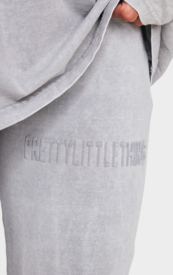 PLT Light Grey Embossed Logo Skinny Flare Pants | Co-ords | PLT USA