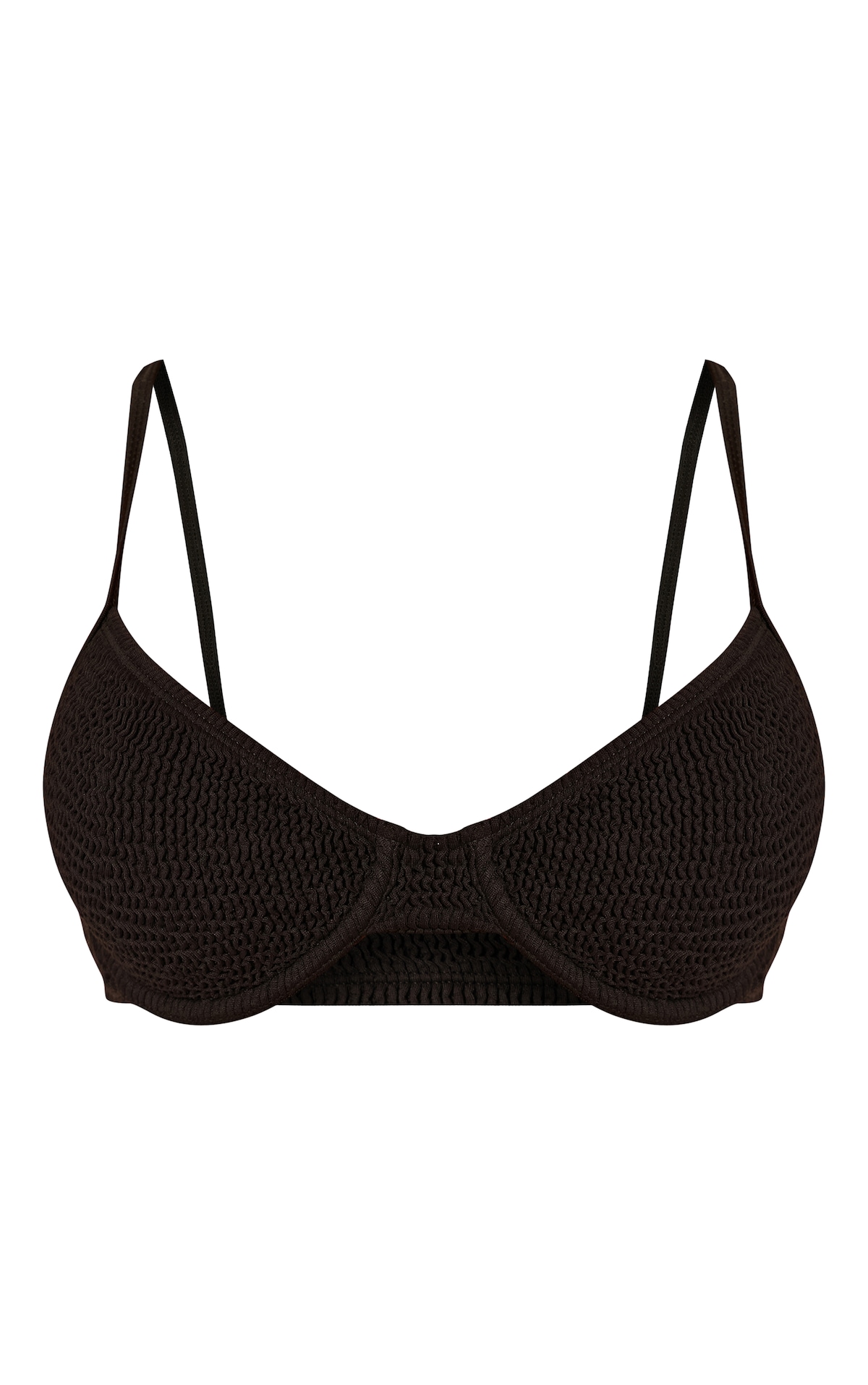 Black Crinkle Underwired Bikini Top | Swimwear | PLT IRE