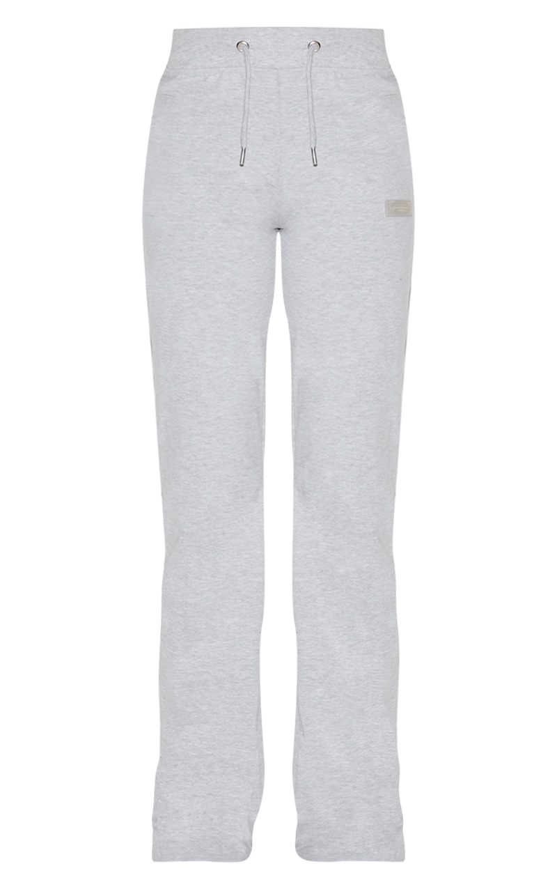 PLT Grey Marl Badge Low Rise Straight Leg Trousers | Co-ords | PLT