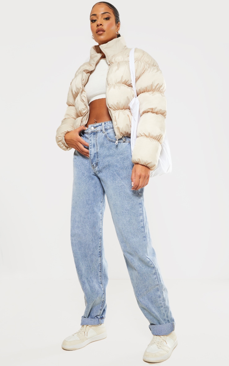 PLT Tall Stone Embroidered Puffer Jacket | PrettyLittleThing USA