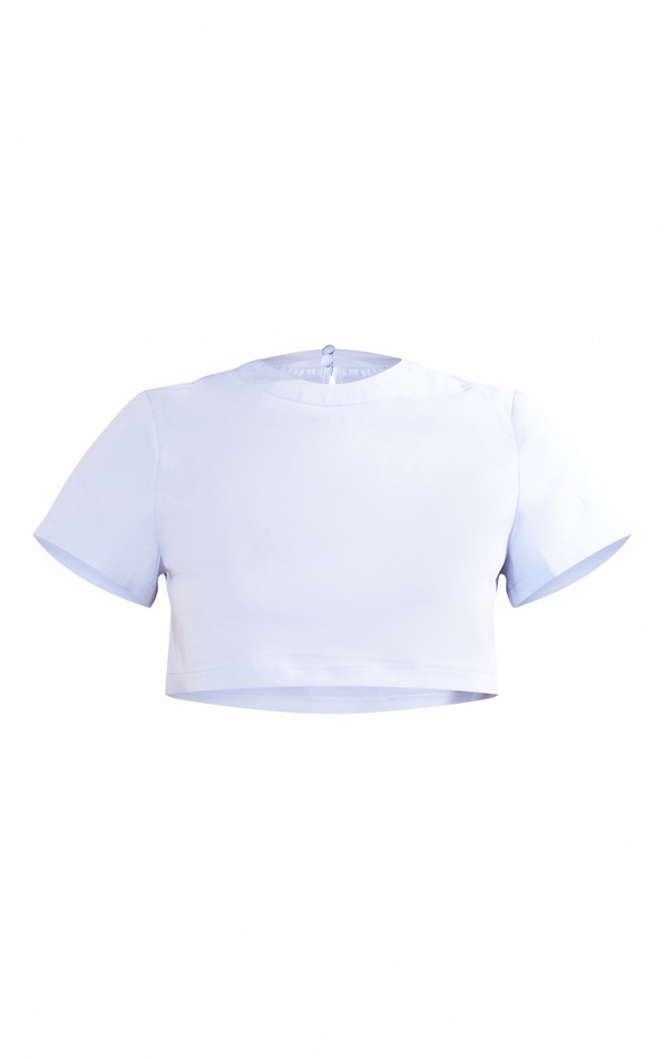 Pale Blue Cotton Boxy Crop Top | Two Piece Sets | PrettyLittleThing CA