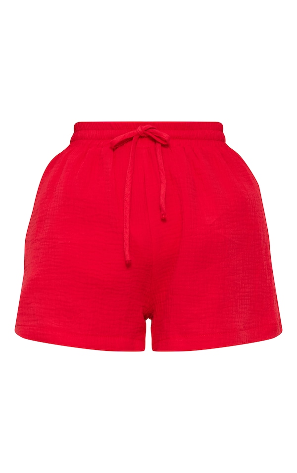 Cherry Red Woven Floaty Shorts Co Ords Prettylittlething