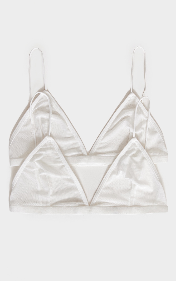 White Mesh Pack Of 2 Basic Triangle Bra Lingerie And Nightwear Prettylittlething Usa