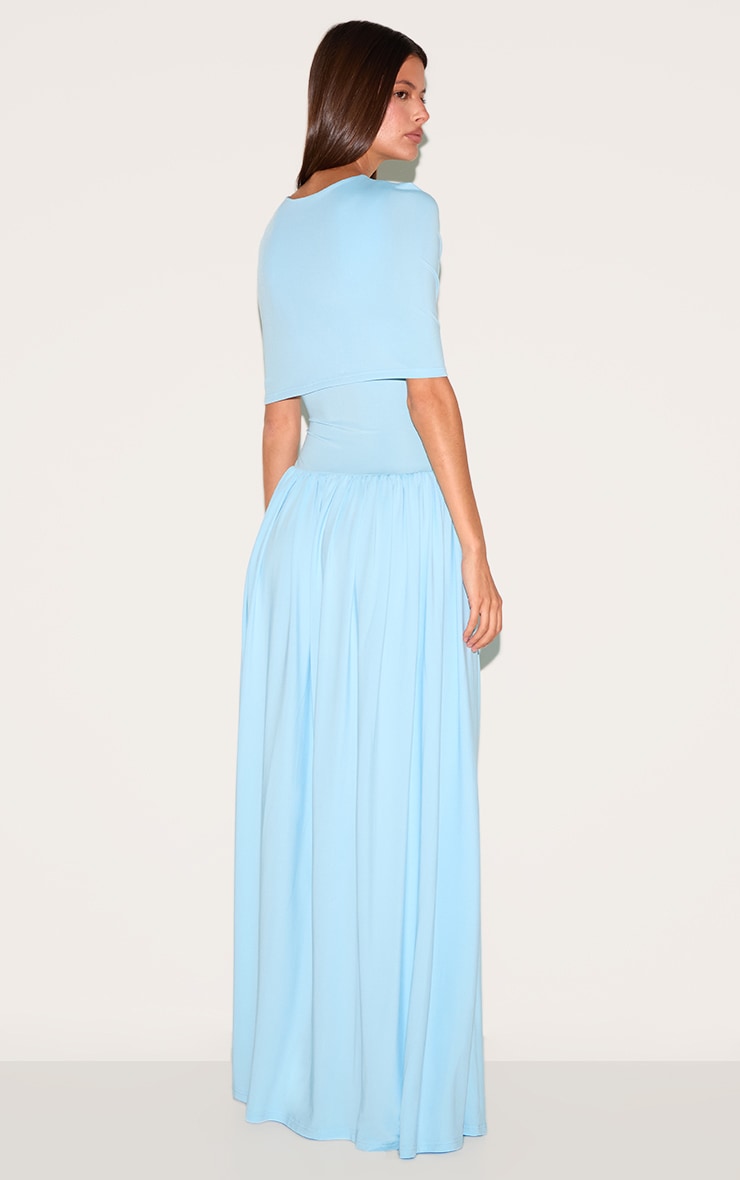 Pale Blue Bardot Extreme Fold Over Maxi Dress | Dresses ...