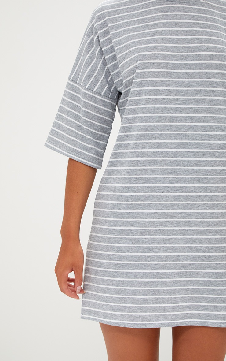Grey Oversized Striped T Shirt Dress | Dresses | PLT USA