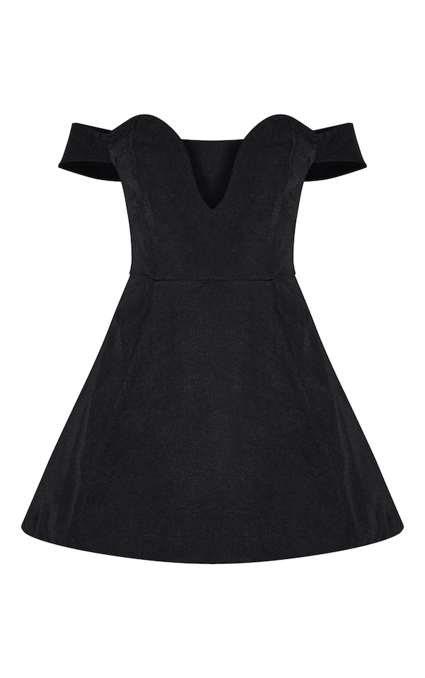 Premium Black Wired Bardot Shift Dress | Dresses | PrettyLittleThing