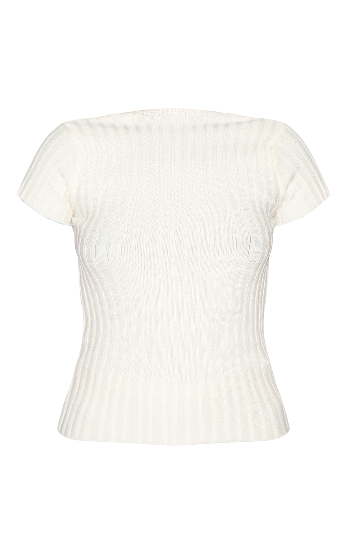 Cream Rib Knit Backless Top | Knitwear | PLT