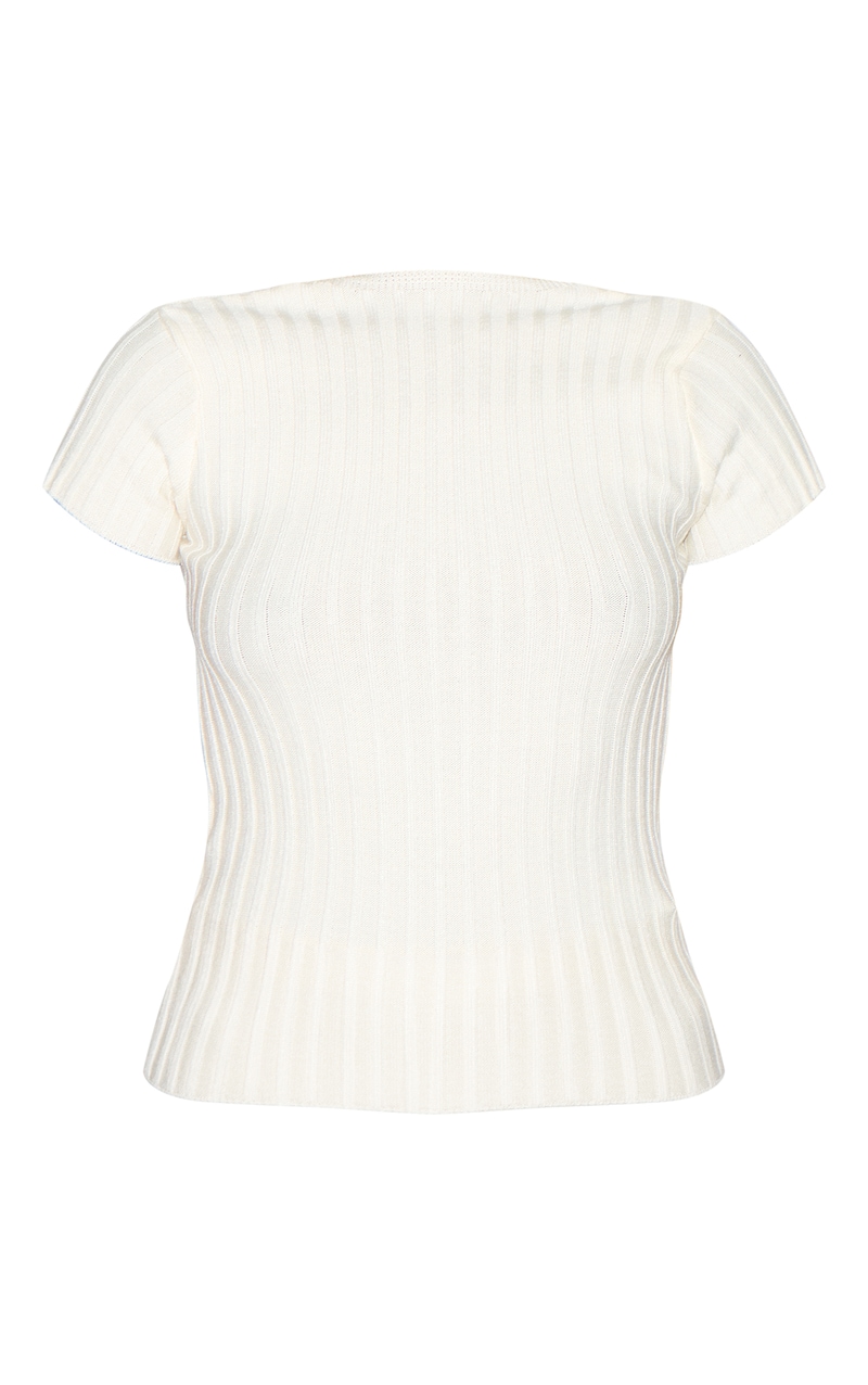 Cream Rib Knit Backless Top | Knitwear | PLT USA