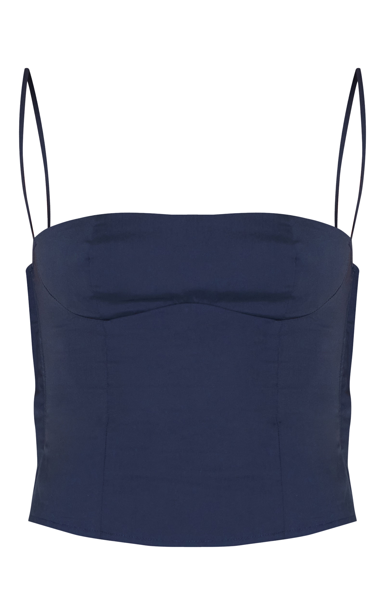 Tall Navy Square Neck Woven Crop Top | Tall | PLT