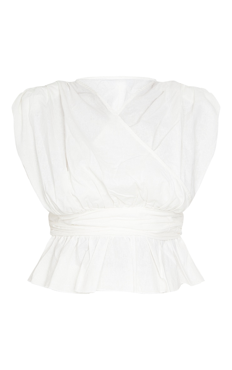 White Woven Ruched Sleeveless Tie Top | Tops | PrettyLittleThing