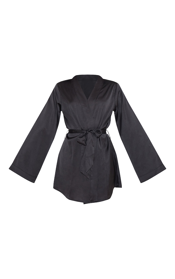 Black Satin Nightwear Robe | Lingerie & Nightwear | PLT
