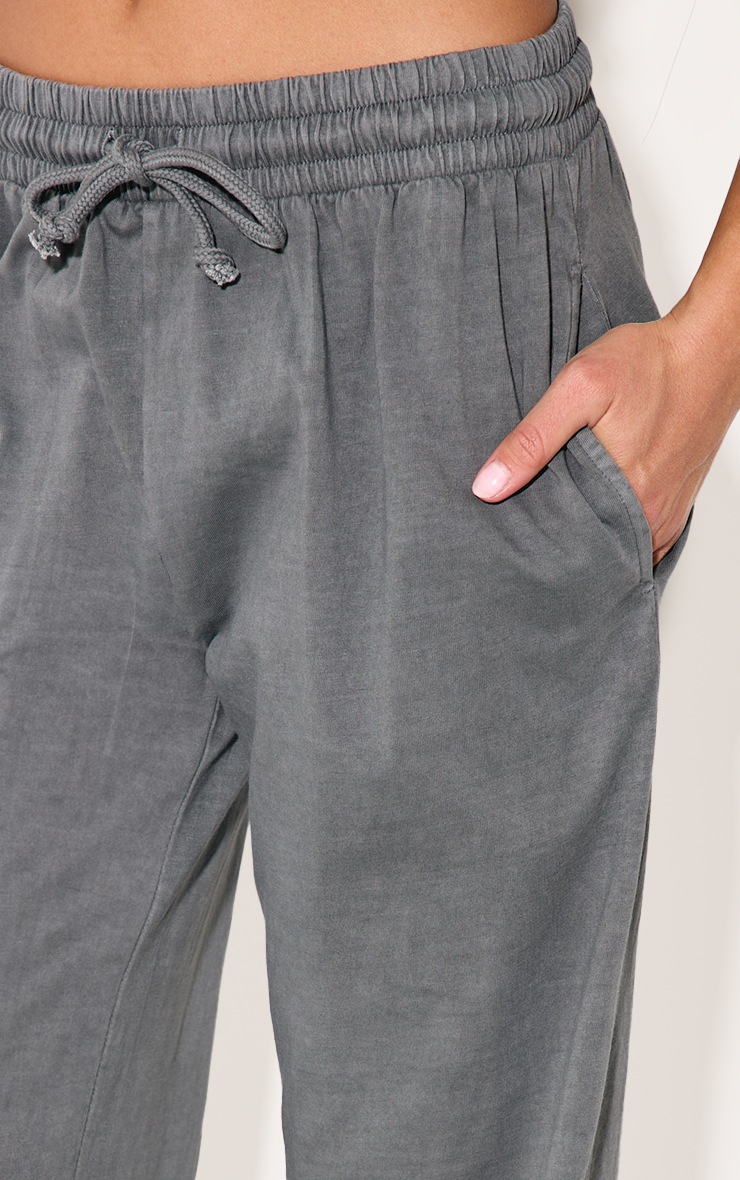Charcoal Straight Leg Mid Rise Drawstring Trousers | Co-ords | PLT