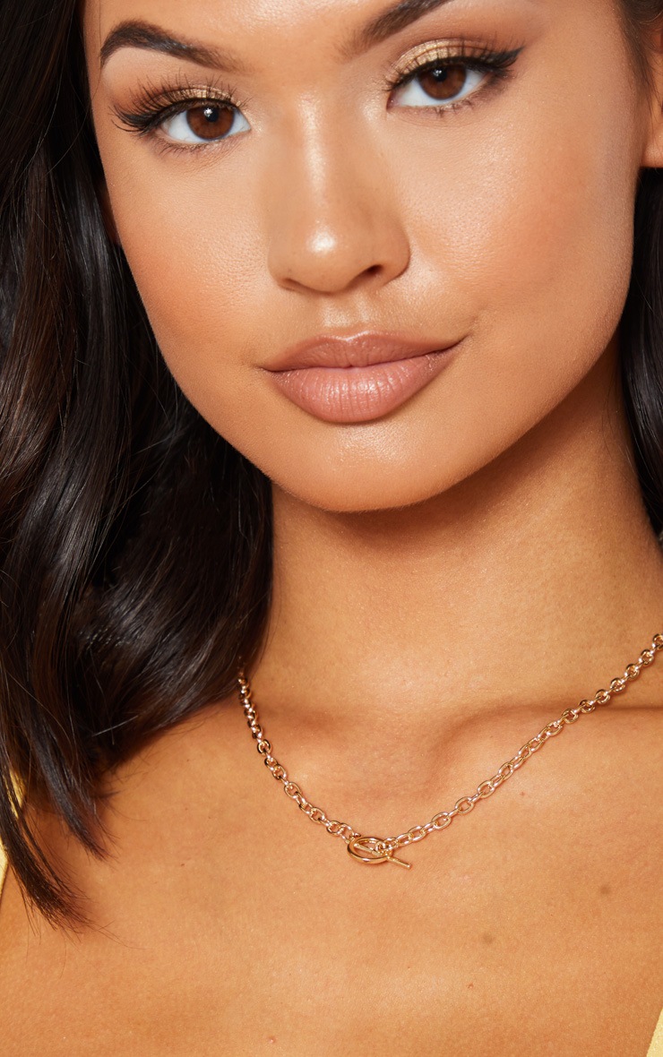 Gold T Bar Hoop Chain Necklace | Accessories | PLT