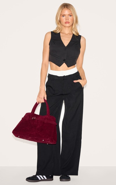 Deep Black Woven Belted Back Detail Suit Waistcoat | Co-ords ...