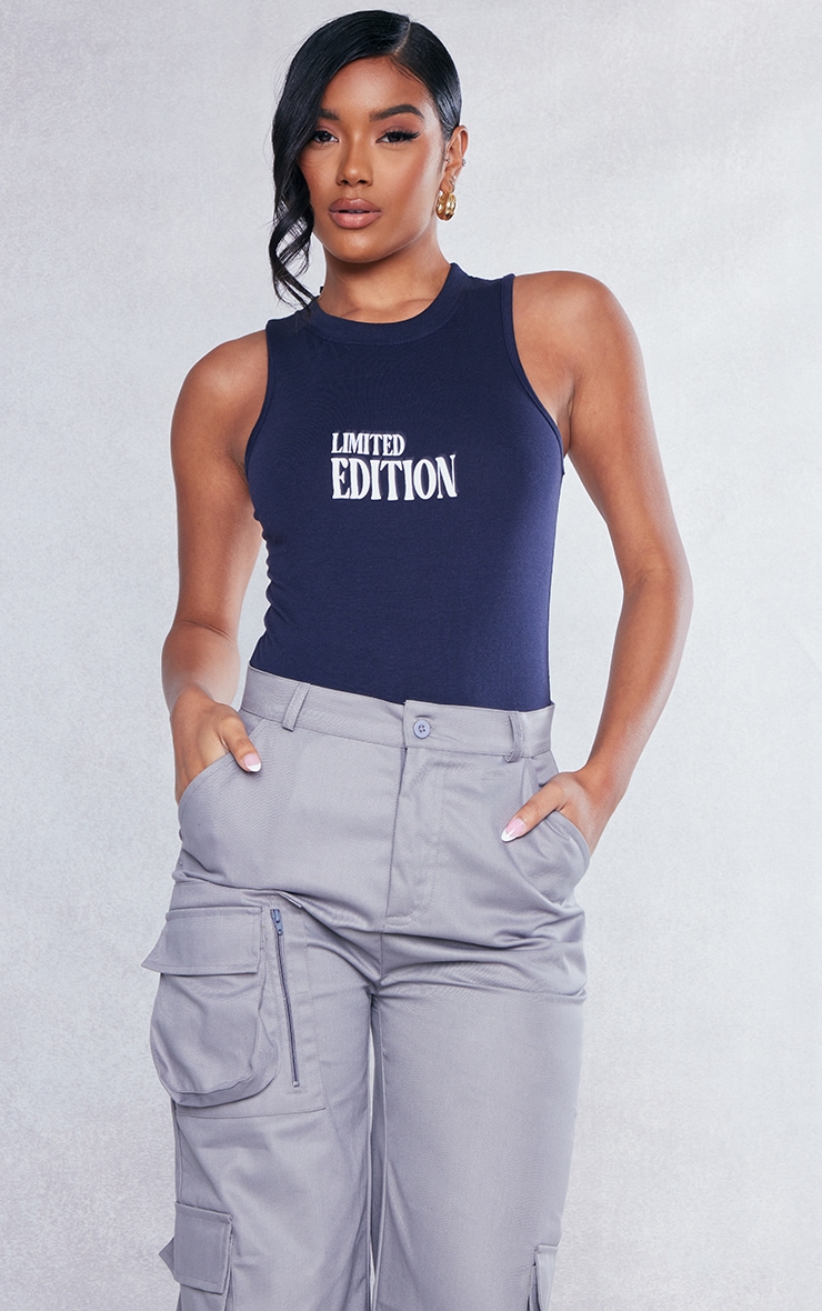 Navy Limited Edition Puff Print Bodysuit | Tops | PLT