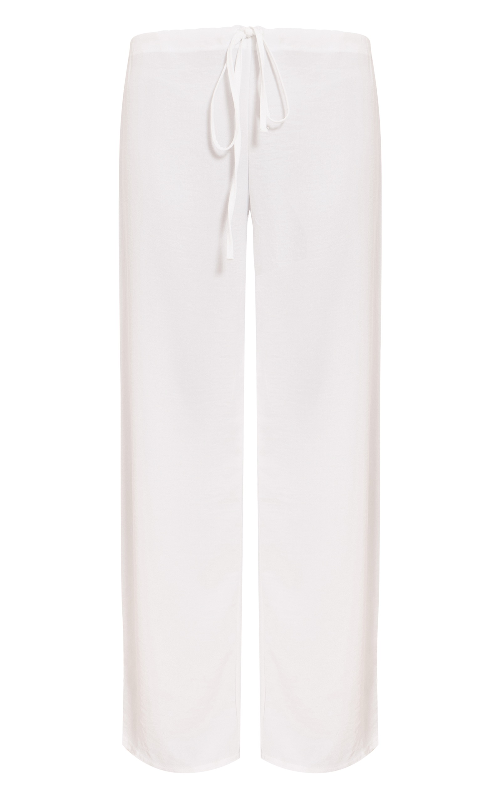 Cream Floaty Drawstring Thin Waistband Trousers | Bottoms | PLT