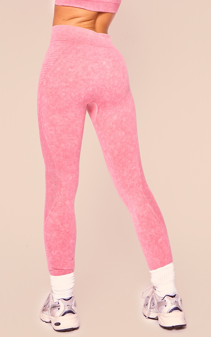 PLT Raspberry Acid Wash Seamless Rib Leggings | Athleisure | PLT