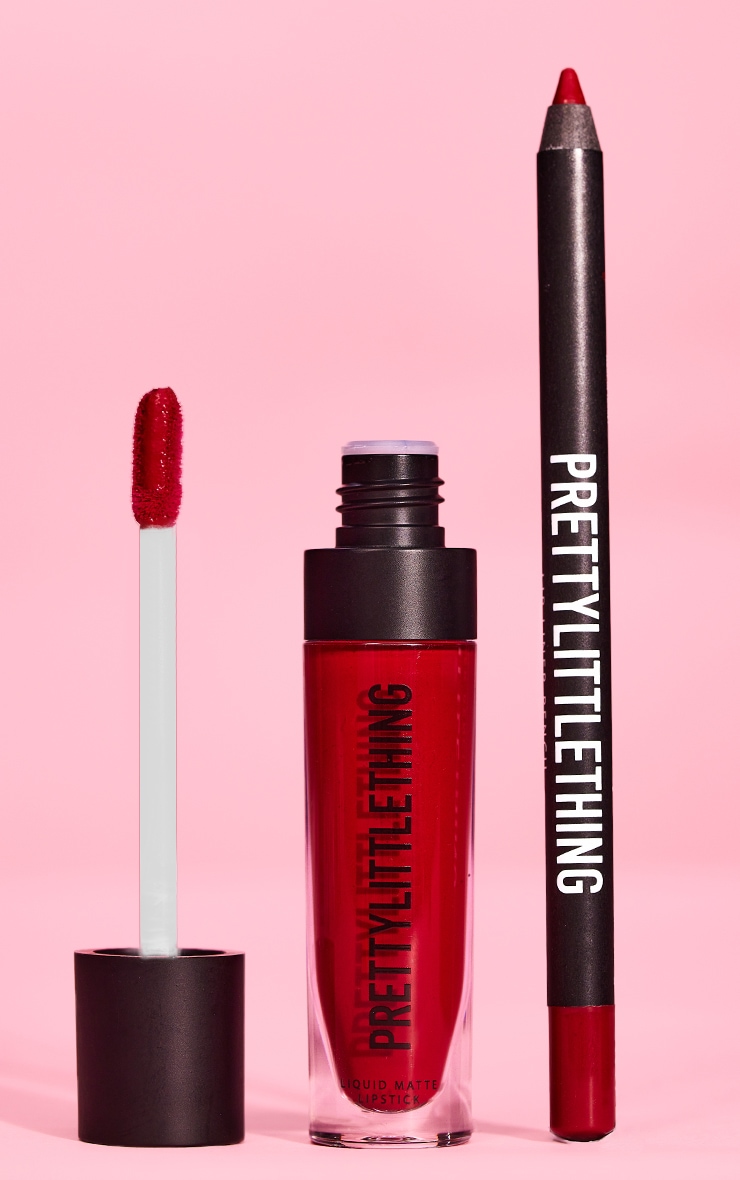 PRETTYLITTLETHING Liquid Matte Lip Kit Deep Red | PrettyLittleThing