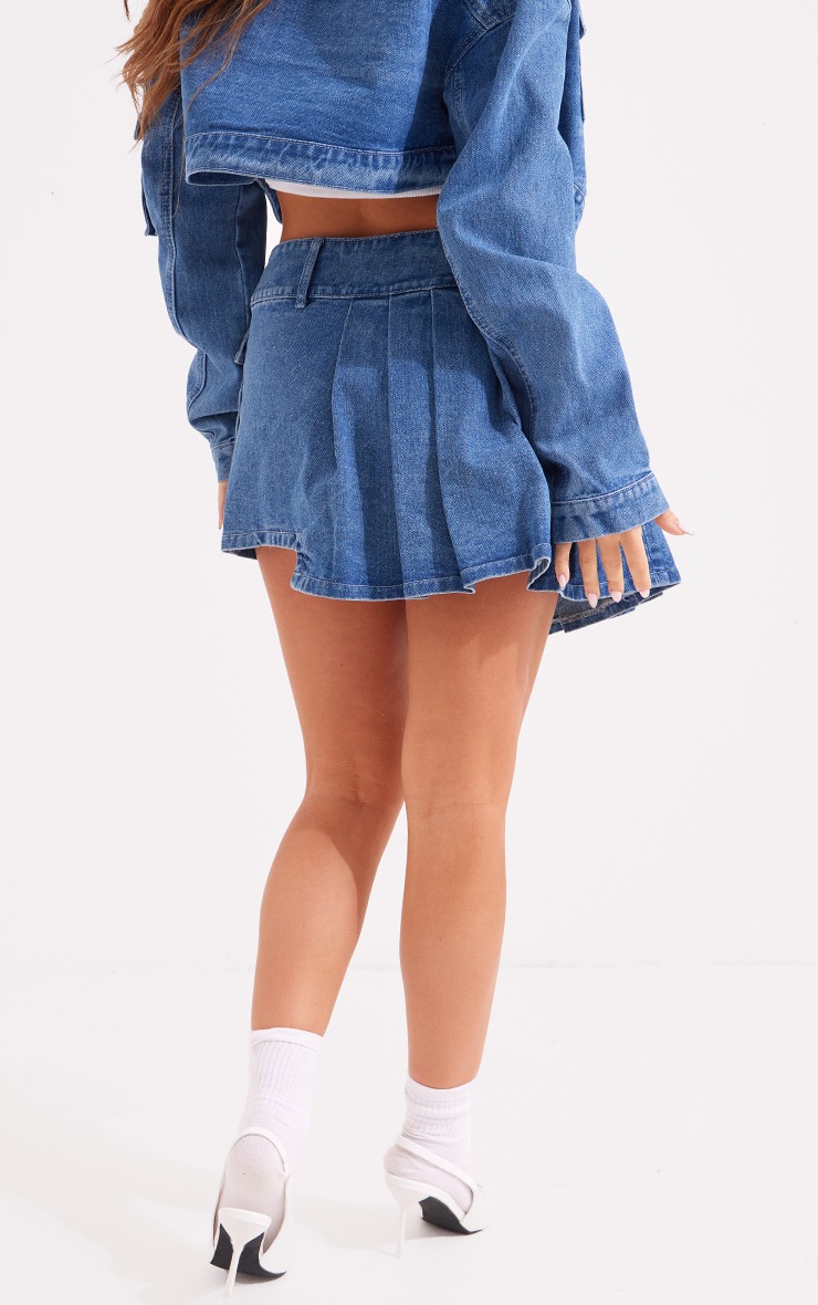 Mid Blue Wash Asymmetric Micro Mini Denim Skirt | Denim ...