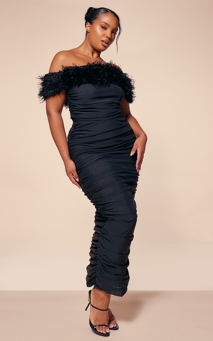 PLT Label Plus Black Bandage Faux Shearling Dress | Plus Size | PLT USA