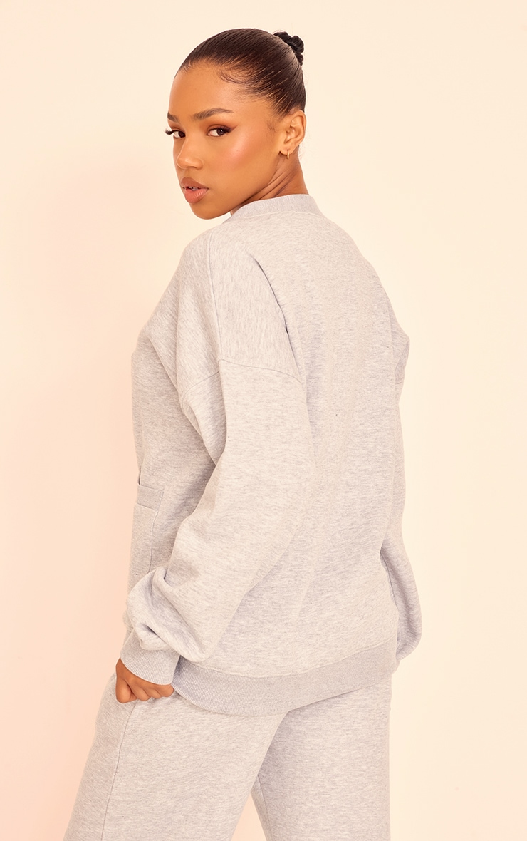 Grey Marl Button Front Pocket Sweat Cardigan | Athleisure | PLT