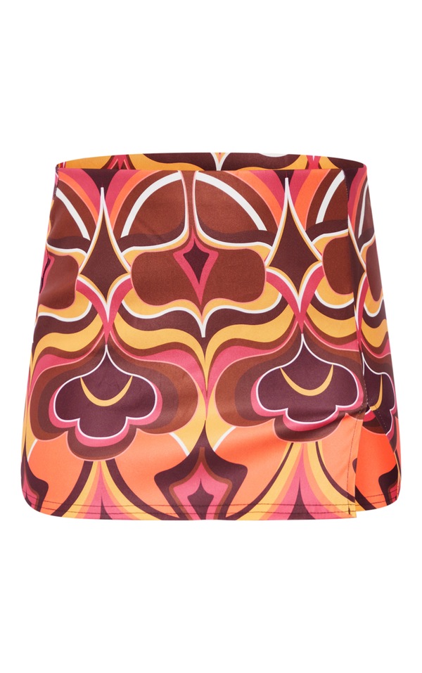 Brown Geo Print Side Split Micro Mini Skirt | Bottoms ...