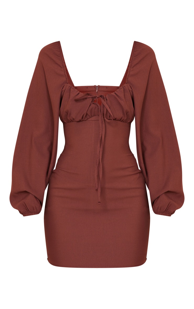 Chocolate Woven Bust Puff Sleeve Shift Dress | Dresses | PLT IRE