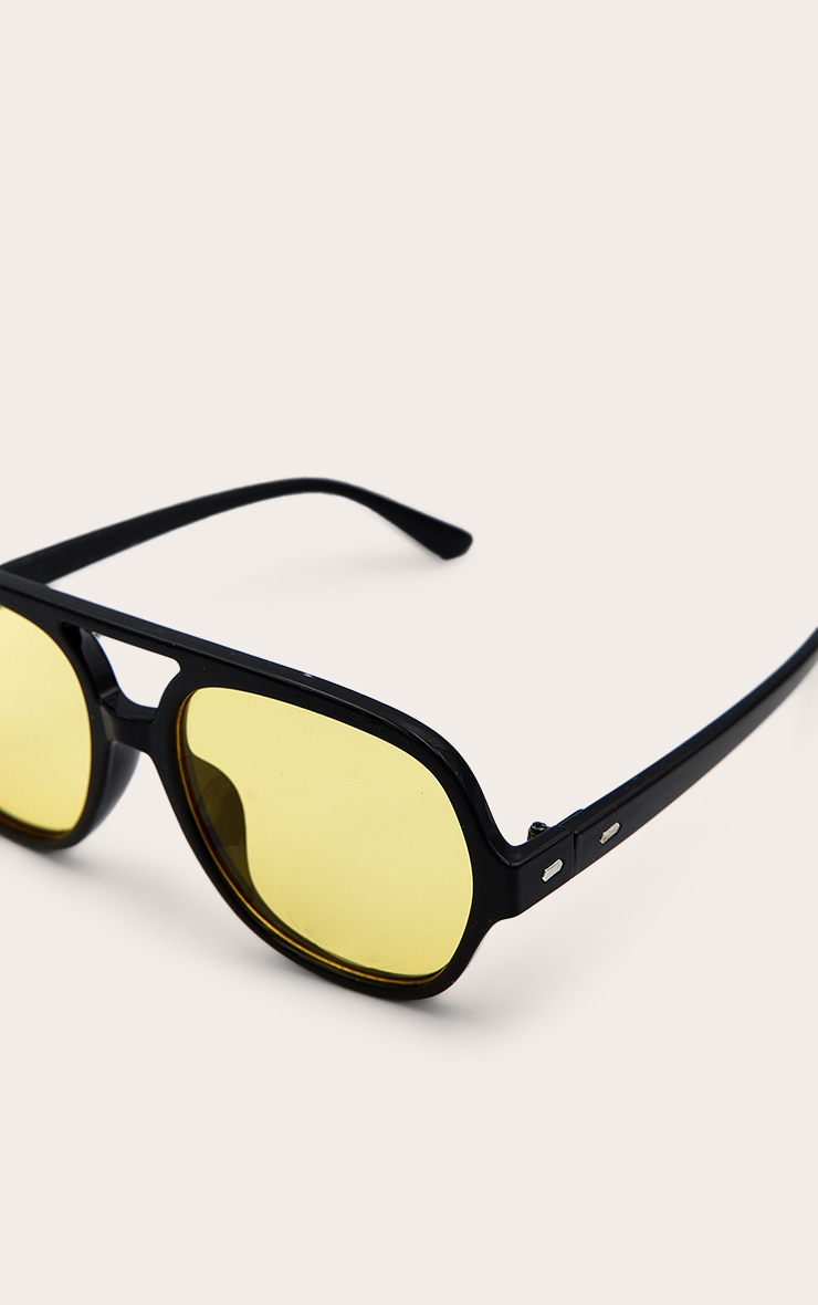 Black Plastic Frame Coloured Lens Aviator Sunglasses | Accessories | PLT