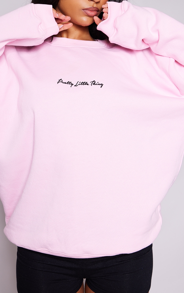 PLT Baby Pink Basic Oversized Sweatshirt | Sweat | PrettyLittleThing USA