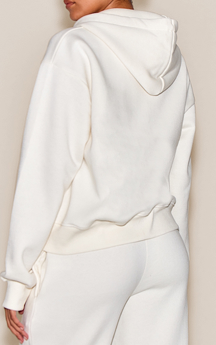 Cream Oversized Hooded Zip Up Sweatshirt | Athleisure | PLT
