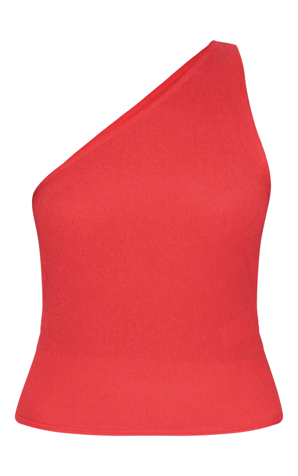 Burnt Orange Textured One Shoulder Longline Vest Top | Tops | PLT