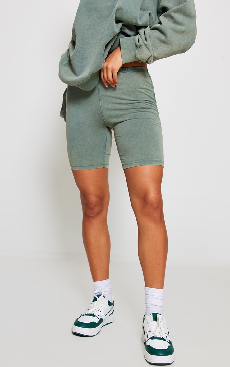 Khaki Washed Cycling Shorts | Co-Ords | PrettyLittleThing